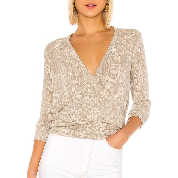 Sundry | Sweaters | Sundry Snake Print Wrap Sweater In Sand | Poshmark